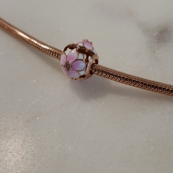 Pandora | Jewelry | Openwork Pink Magnolia Flower Charm | Poshmark